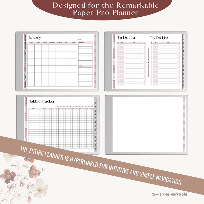 Digital Planner Undated for E-ink Tablet | Suitable for Remarkable ...