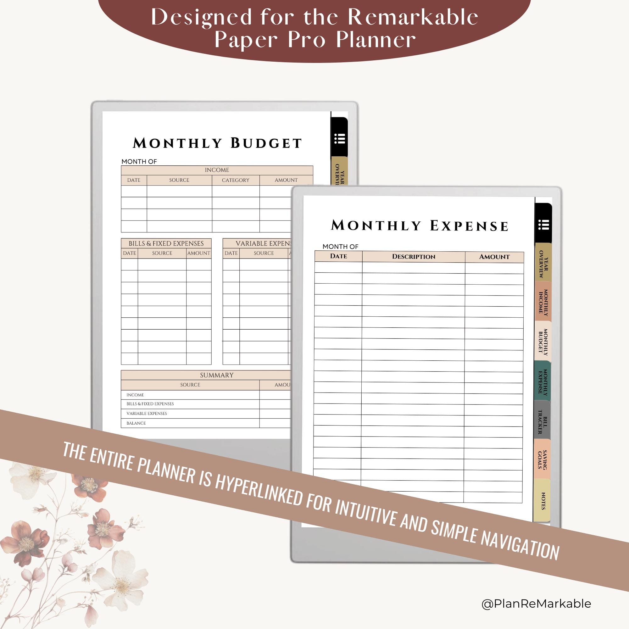 Digital Expense Tracker for E-ink Tablet Suitable for Remarkable Paper ...