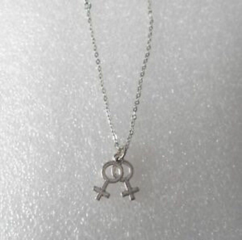 Silvertone Double Venus Symbol Necklace Lesbian Woman Small - Etsy