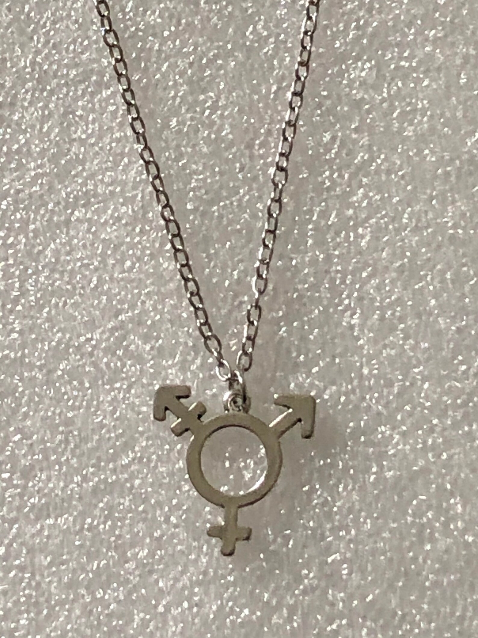 Silvertone Transgender Symbol Necklace LGBTQ Non Binary Queer - Etsy