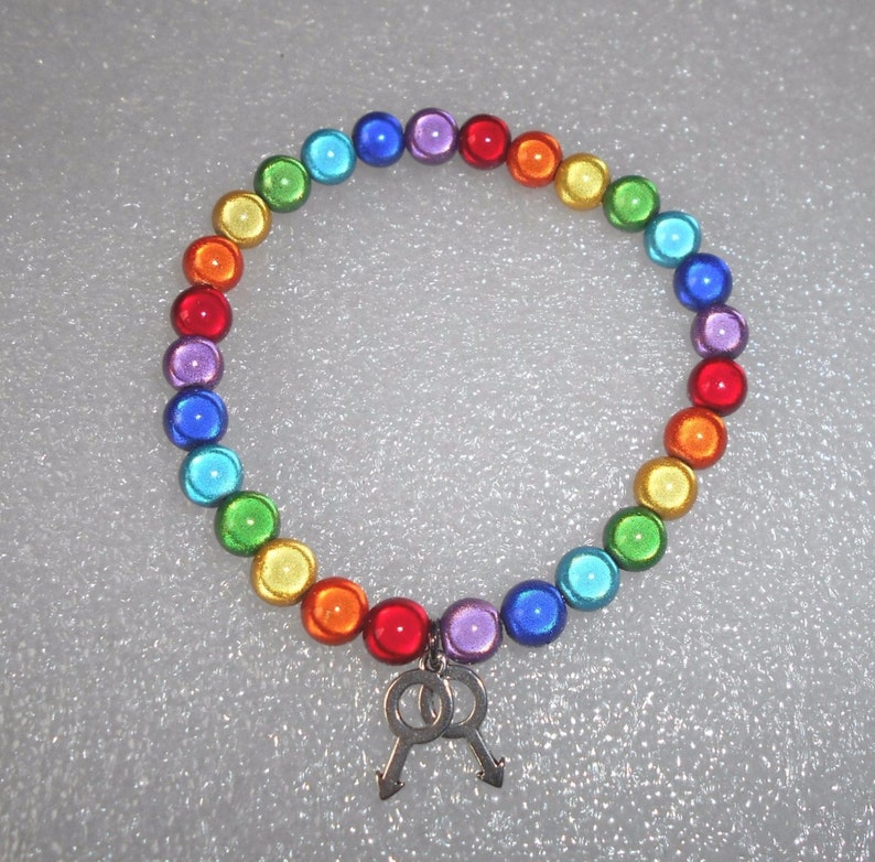Handmade Gay Pride Double Mars Symbol Miracle Bead Stretch | Etsy