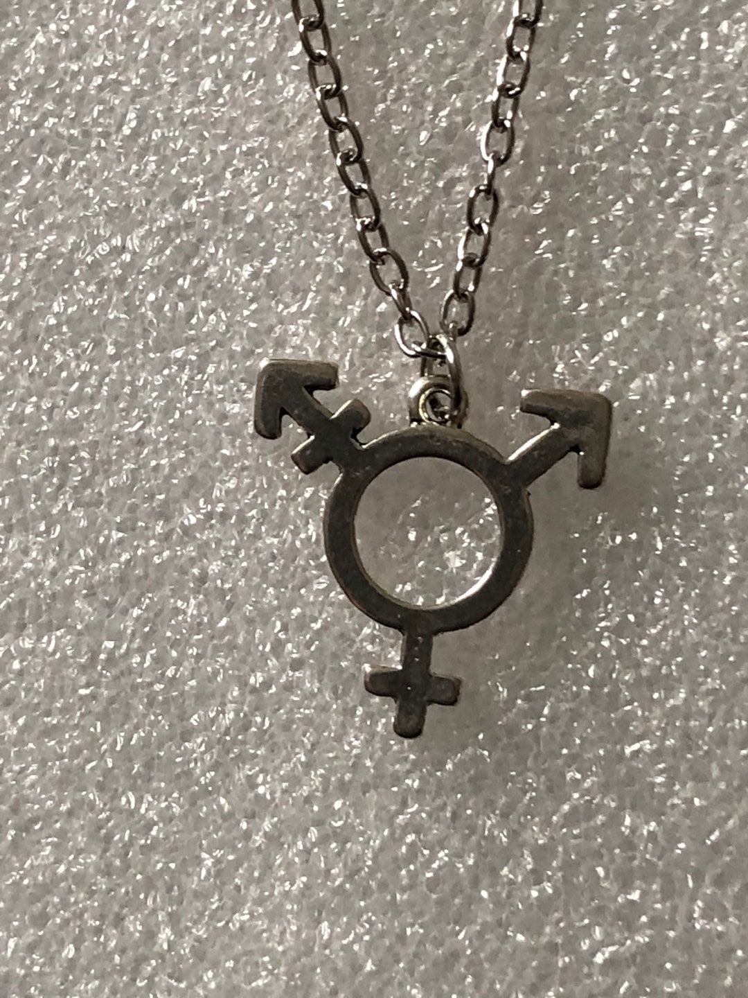 Silvertone Transgender Symbol Necklace LGBTQ+ Non Binary Queer - Etsy