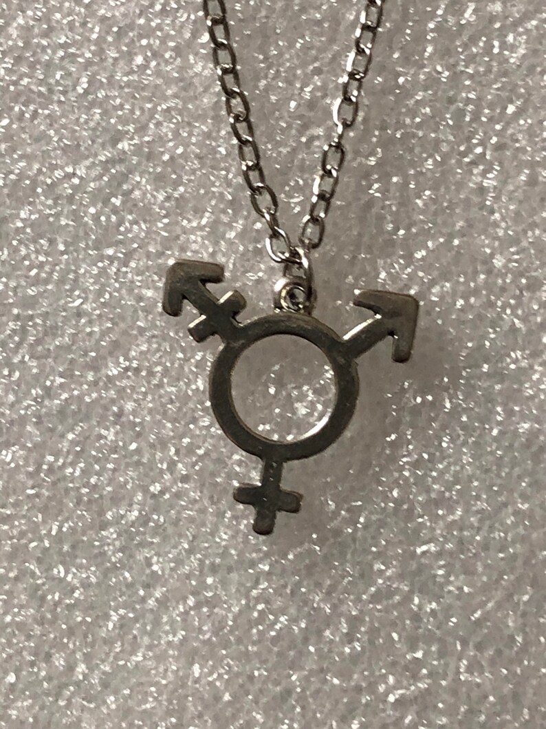 Silvertone Transgender Symbol Necklace LGBTQ Non Binary Queer - Etsy