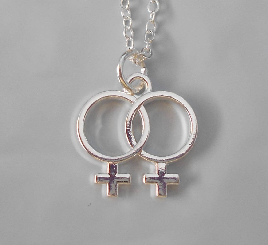 Silvertone Double Venus Symbol Necklace And/or Earrings - Lesbian Woman ...