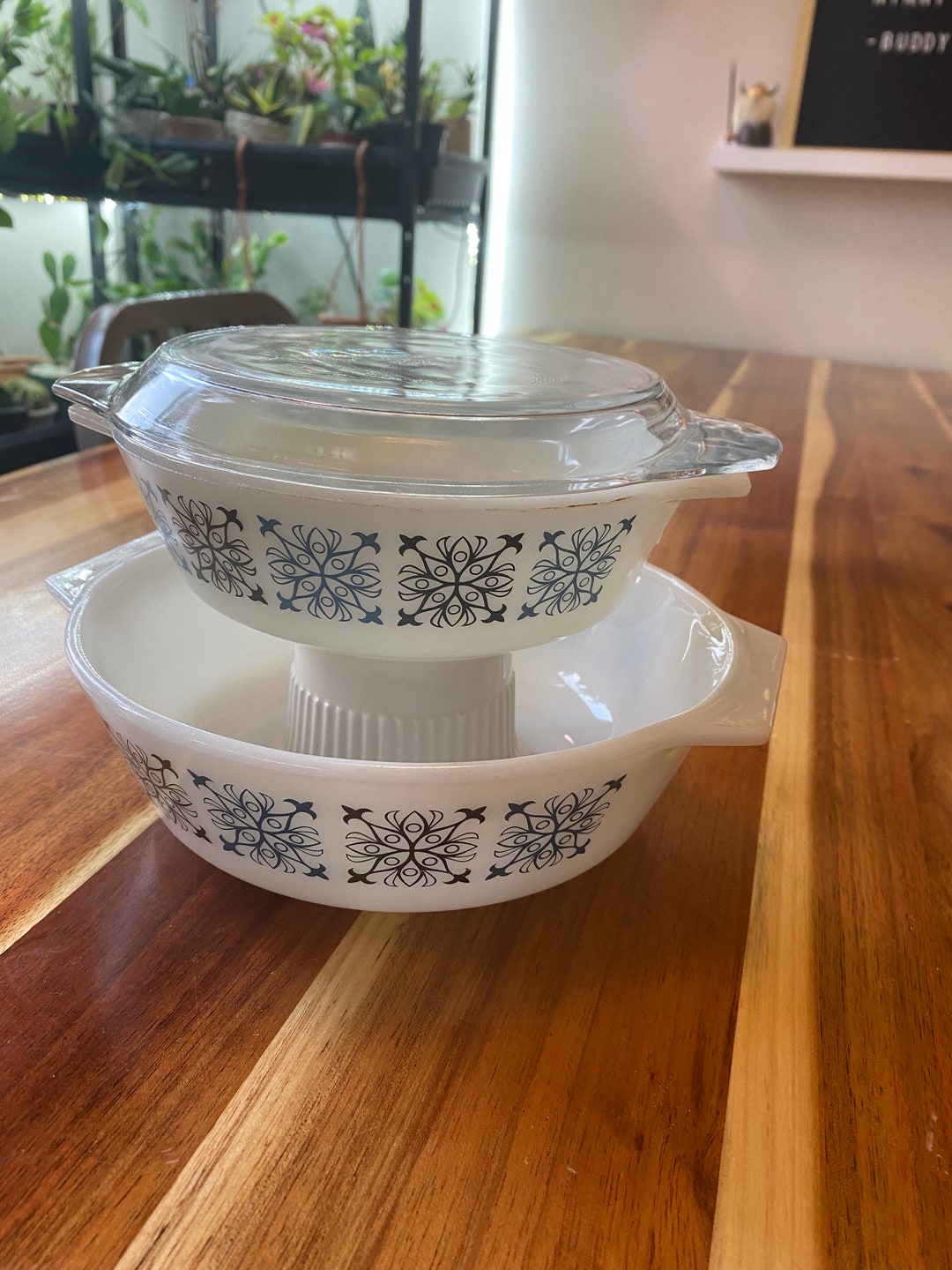 Vintage JAJ Pyrex Casserole Dish Chelsea Vintage Pyrex Dish Square Blue ...