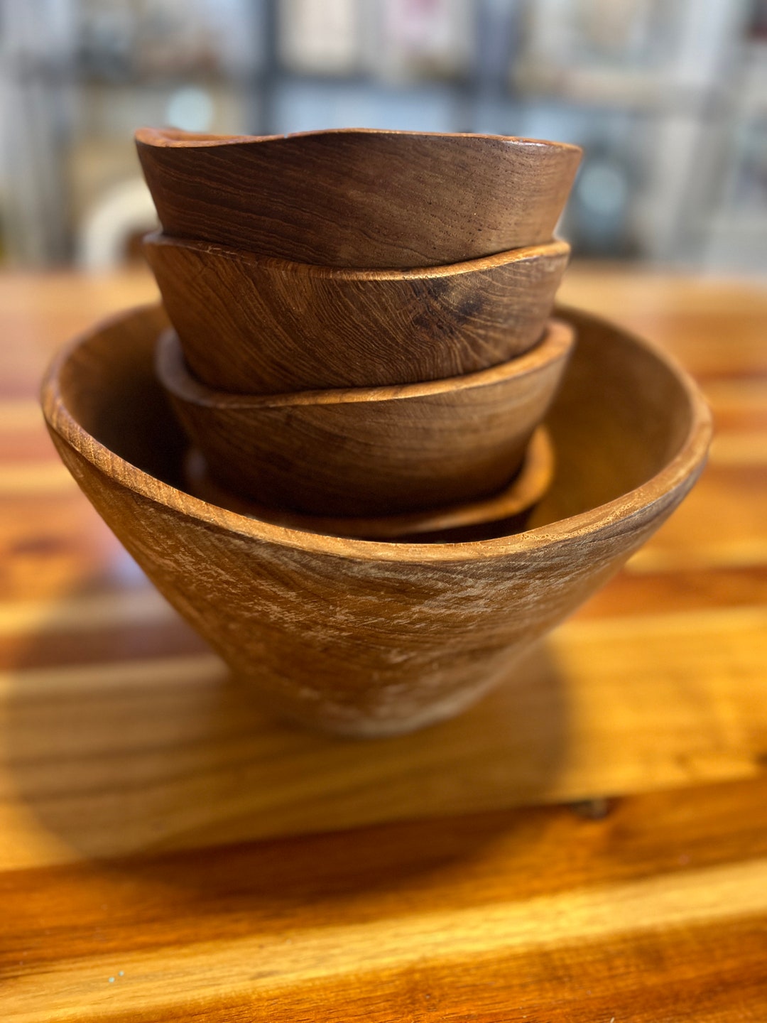Set of 5 Genuine Teak Wood Bowl Gailstyn-sutton Towle Company Salad ...