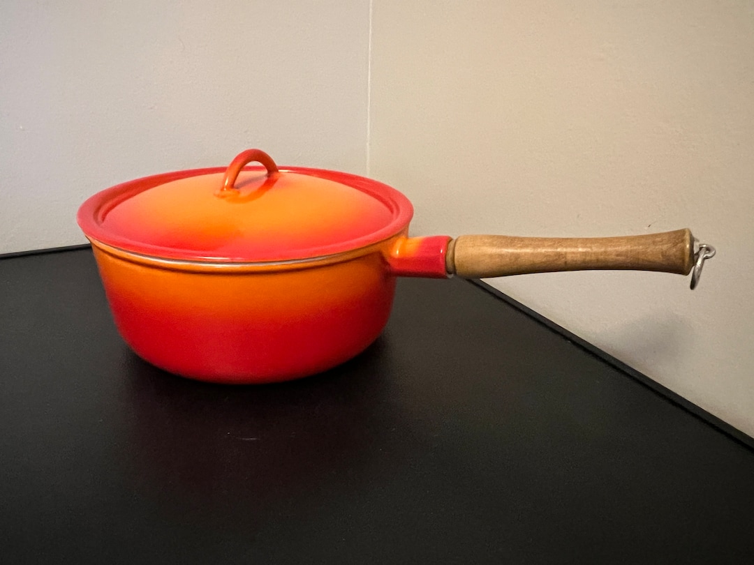 Vintage Belgian Orange Flame Lidded Cast Sauce Pan Pot - Etsy