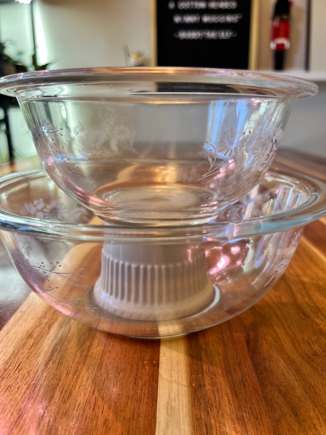 Vintage Pyrex Colonial Mist Clear Mixing Bowl Set of Two / 1 Liter and ...