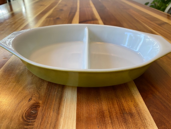 Pyrex Casserole Dish Divided Vegetable Dish Avocado Green 1 | Etsy