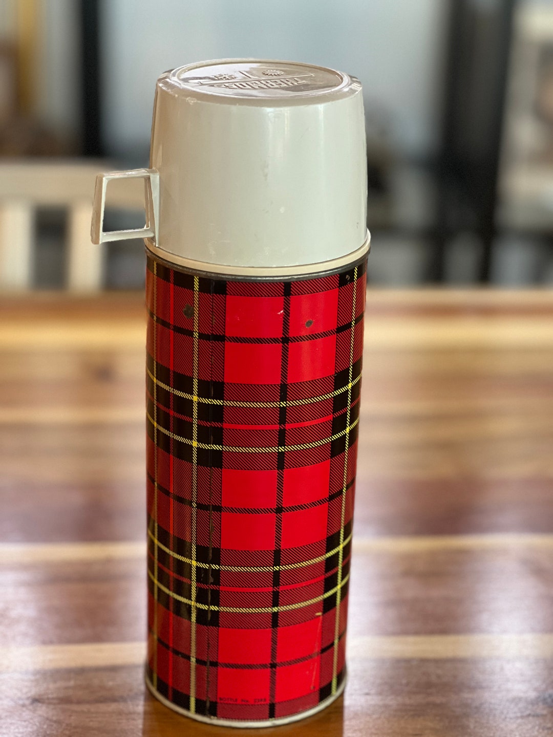 Vintage Thermos Plaid King Seeley Red Yellow Plaid Design Thermos - Etsy