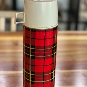 Vintage Thermos Plaid King Seeley Red Yellow Plaid Design Thermos - Etsy
