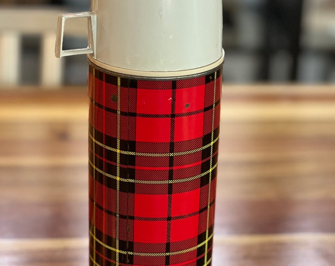 Vintage Thermos Plaid King Seeley Red Yellow Plaid Design Thermos - Etsy