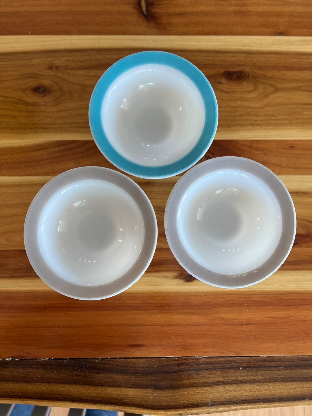 Vintage Pyrex Dinnerware Blue Beige Rim Bowl Made in Canada - Etsy