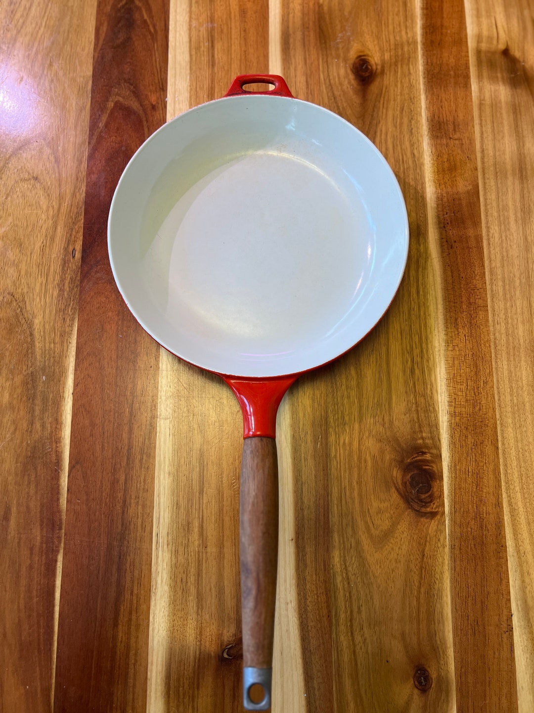 Vintage Danish Copco Enamel Cast Iron Pan With Teak Handles, Michael ...