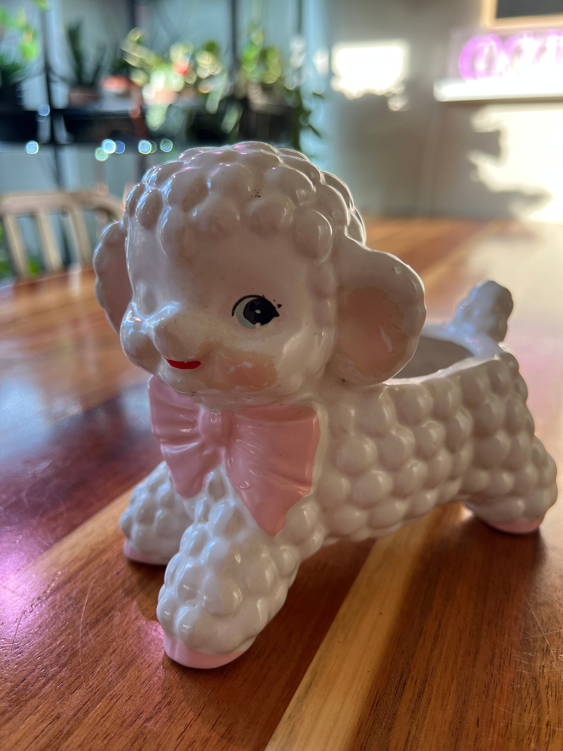 Vintage Ceramic Lamb Planter: 50s Kitsch Nursery Decor - Etsy