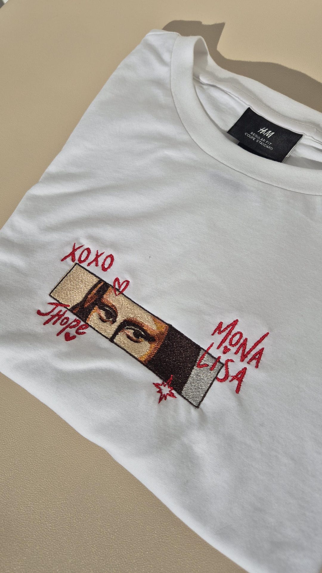 BTS J-hope Mona Lisa Embroidered T-shirt, Kpop Merch Tshirt Embroidery ...