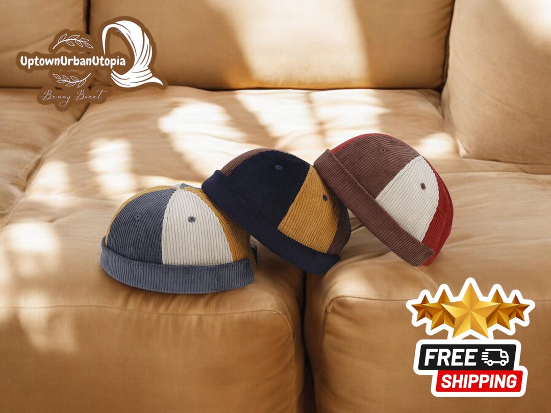 Retro Corduroy Hip-hop Cap Street Style Splicing Hat Trendy Brimless ...