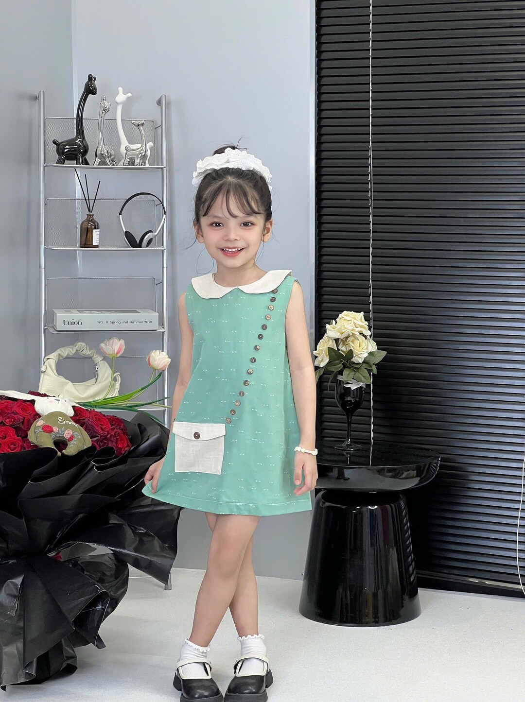 Mint Kid Straight Collared Dress PDF Pattern, Easy DIY Girls Dress ...