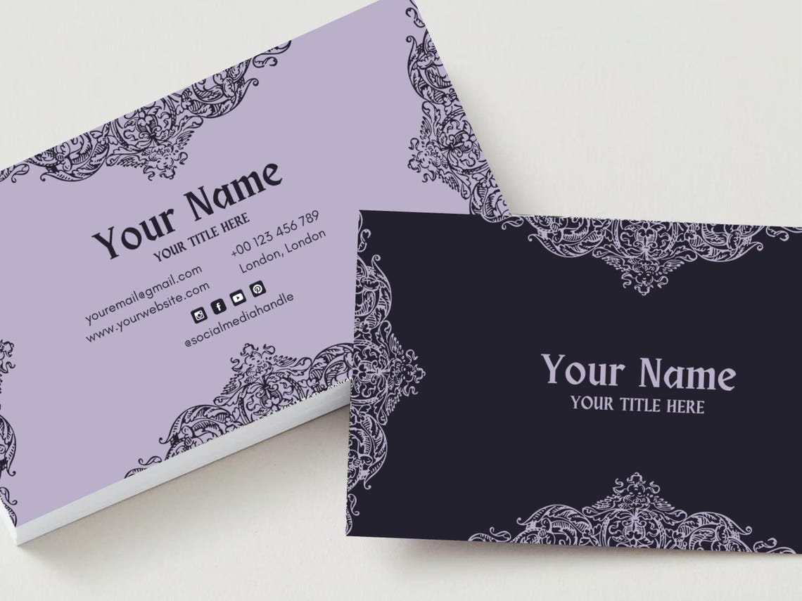 Gothic Purple Business Card Template - Customisable Canva Template ...