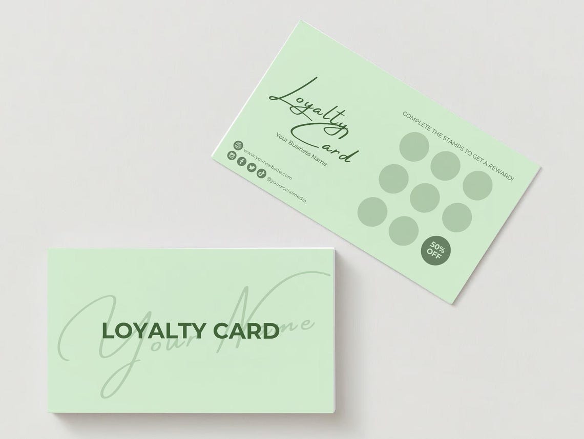 Green Loyalty Card Template - Customisable Canva Template - Editable ...