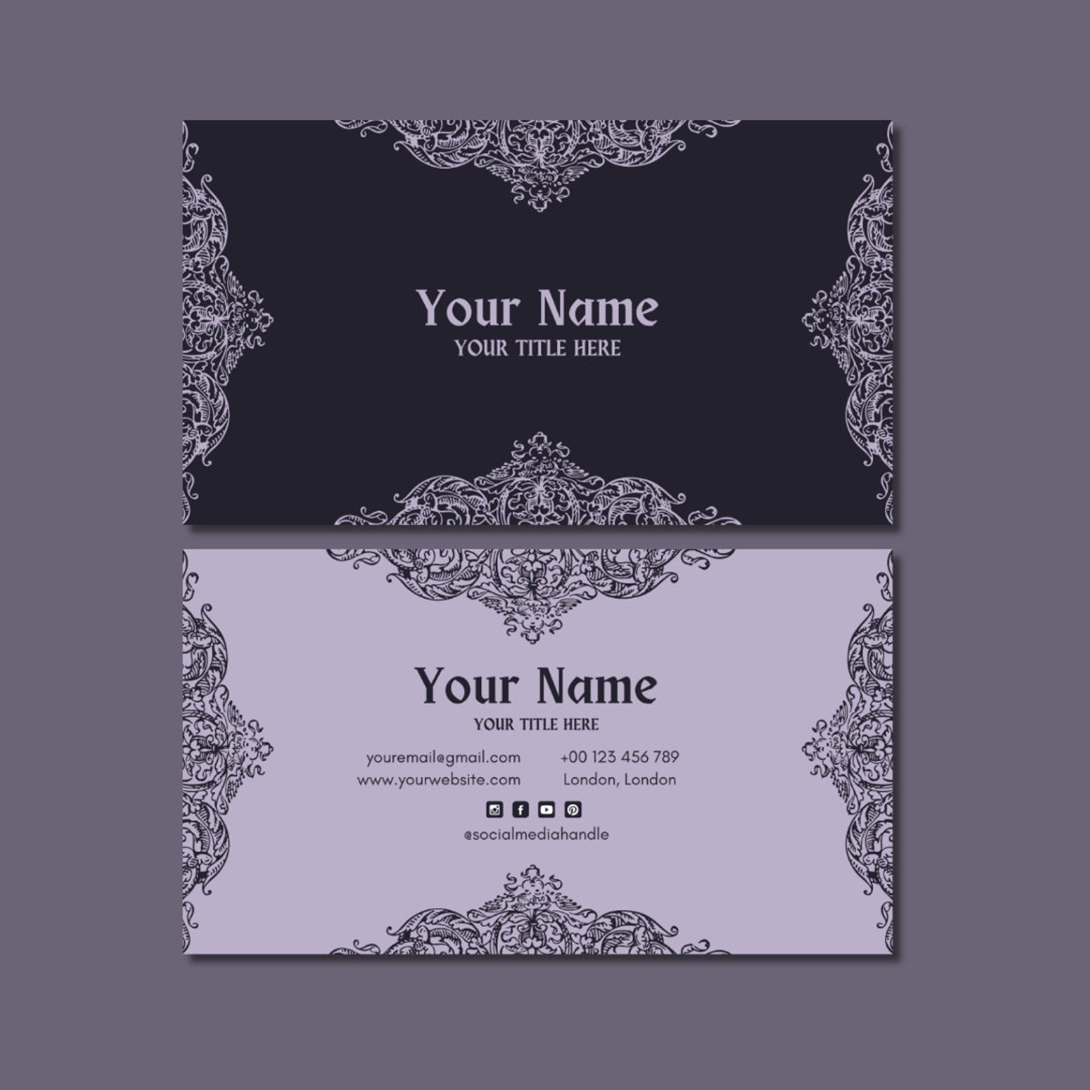 Gothic Purple Business Card Template Editable Canva Template ...