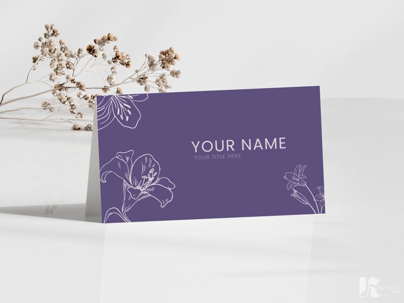 Purple Lily Business Card Template - Customisable Canva Template ...