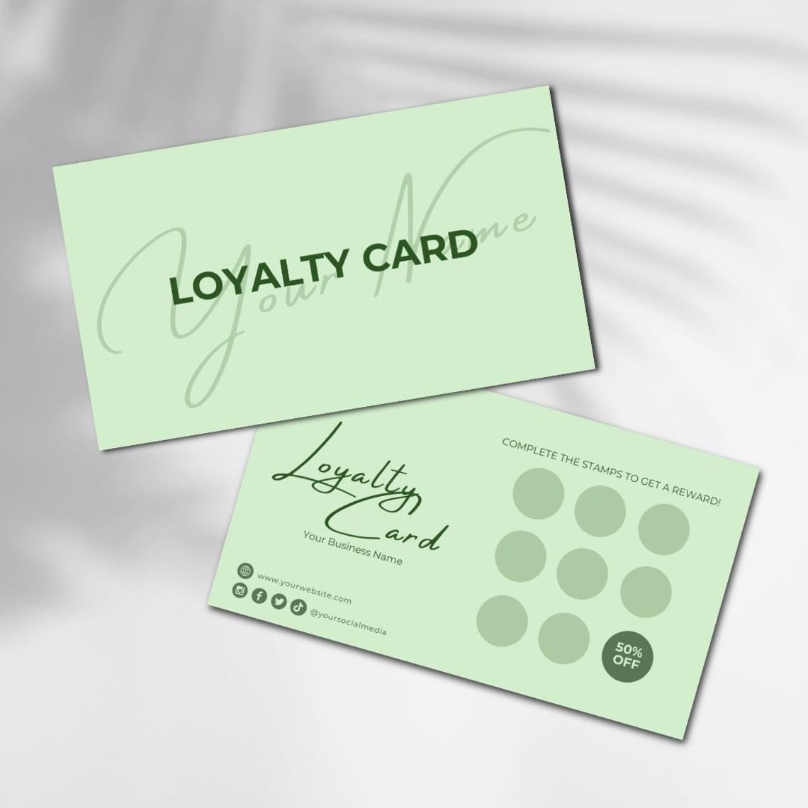 Green Loyalty Card Template - Customisable Canva Template - Editable ...