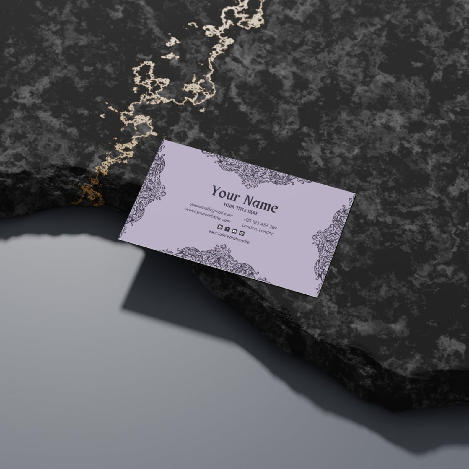 Gothic Purple Business Card Template Editable Canva Template ...