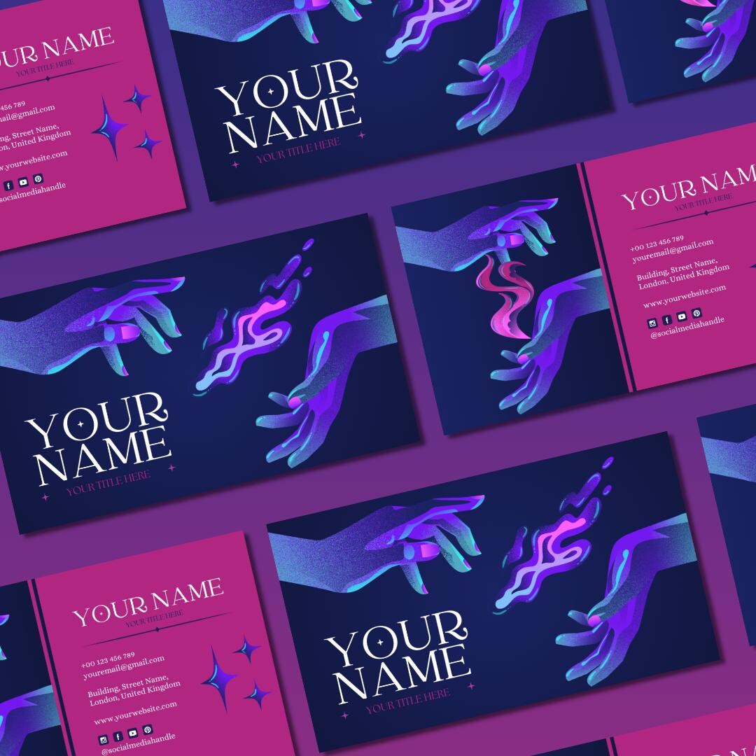 Psychedelic Spiritual Business Card Template - Customisable Canva ...
