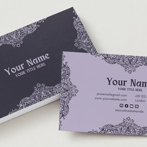 Gothic Purple Business Card Template Editable Canva Template ...