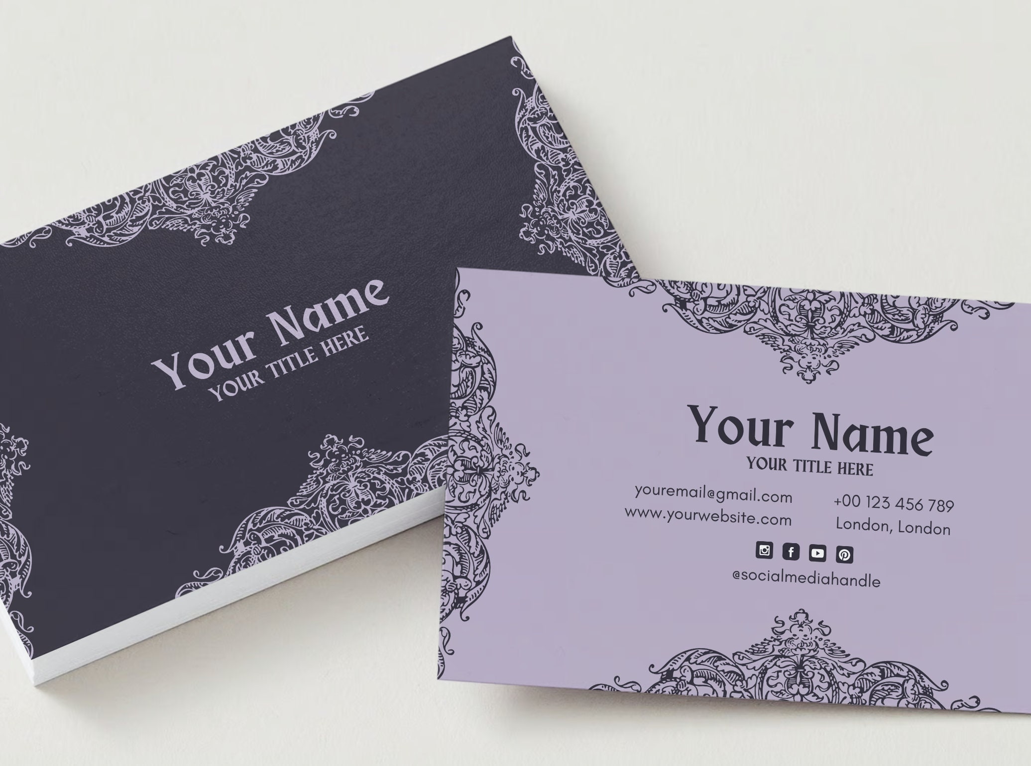 Gothic Purple Business Card Template Editable Canva Template ...