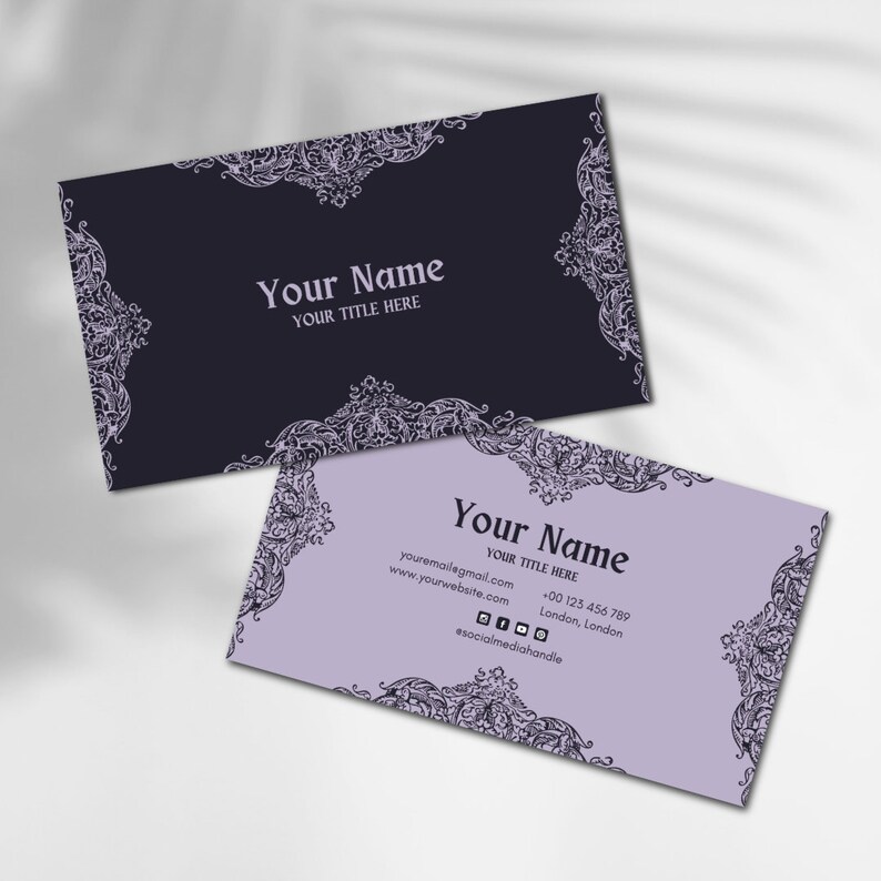 Gothic Purple Business Card Template Editable Canva Template ...