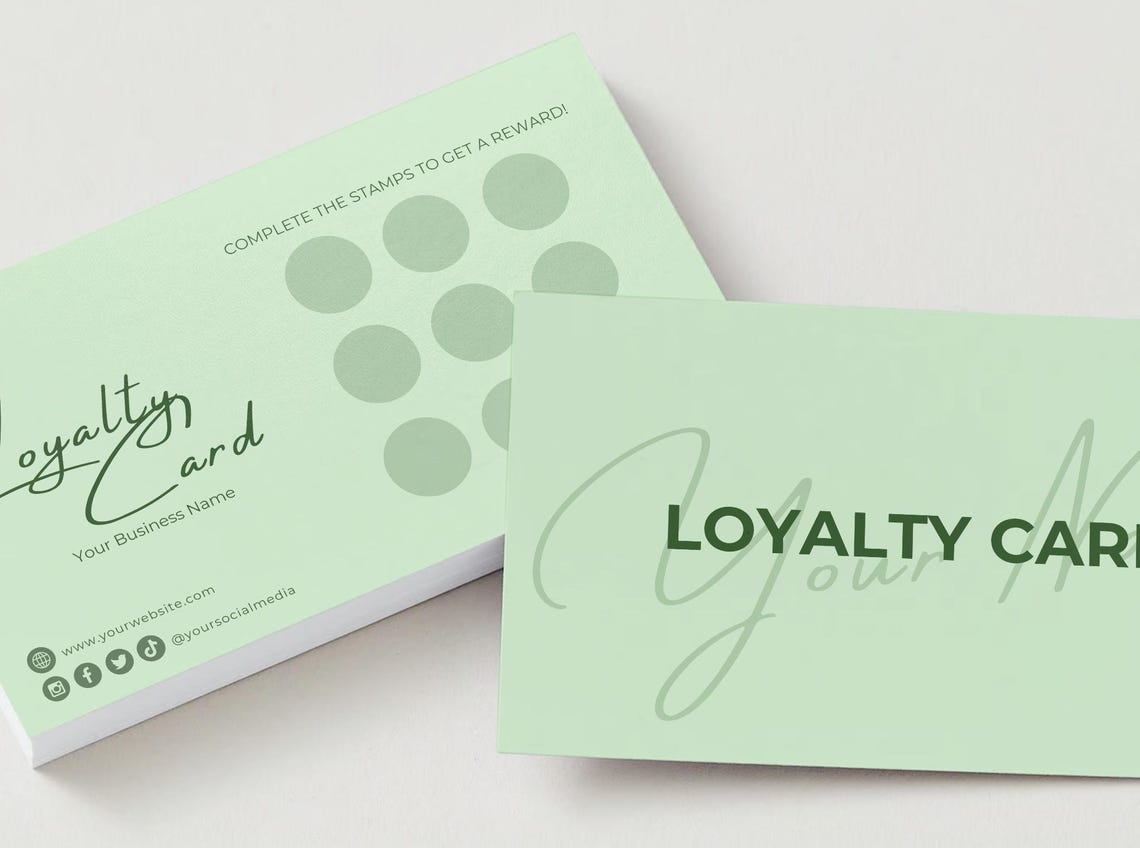 Green Loyalty Card Template - Customisable Canva Template - Editable ...