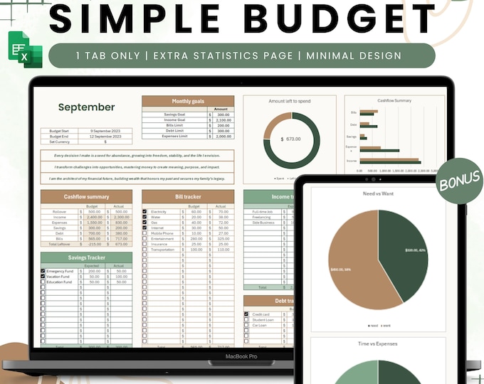 Budget Planner Google Sheets & Excel Template | Monthly Budget ...