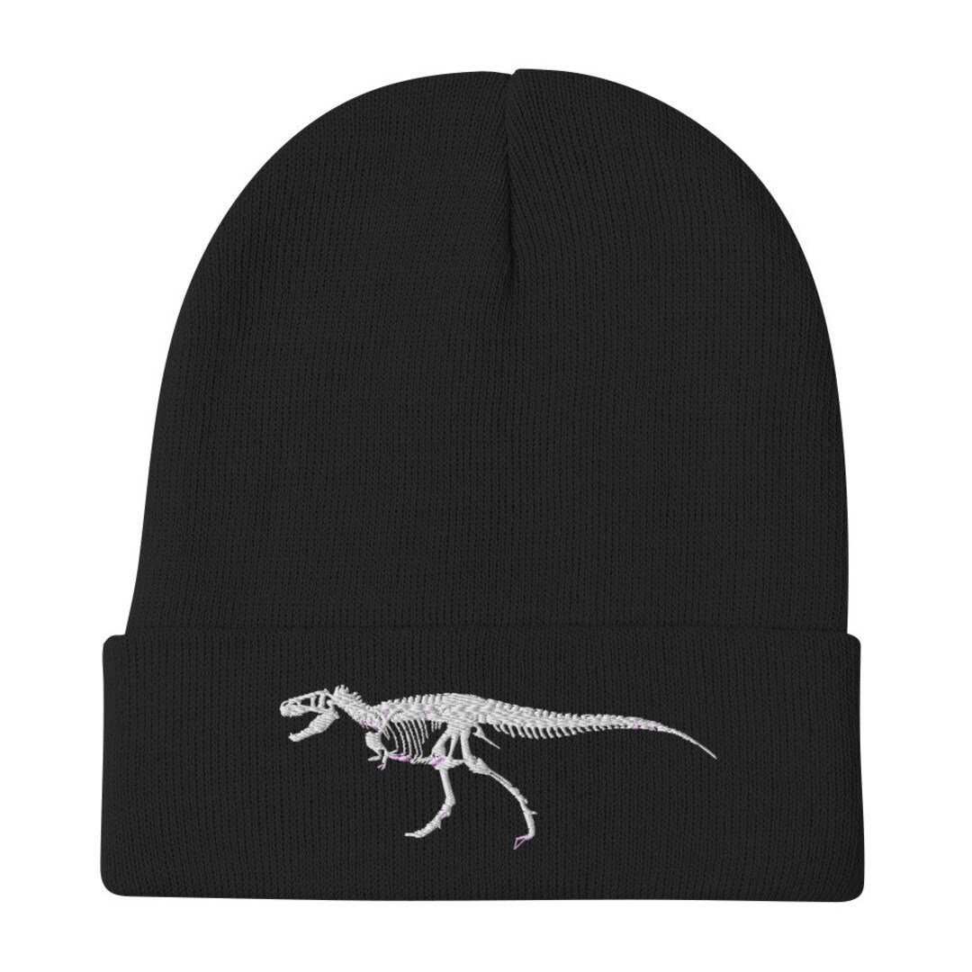 T. Rex Skeleton Embroidered Beanie - Etsy