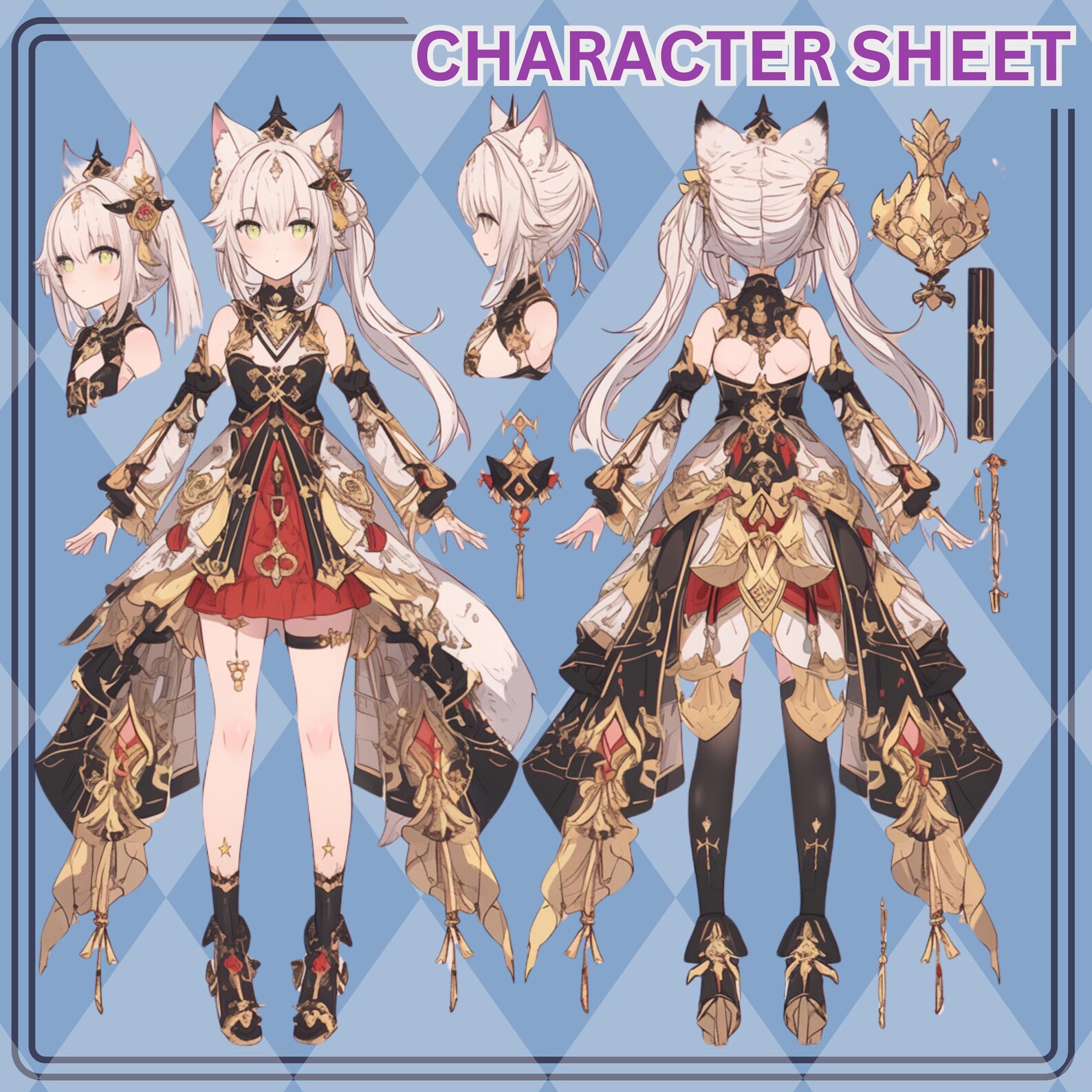 Character Sheet for Your Avatar and Vtuber Model, Reference Character ...