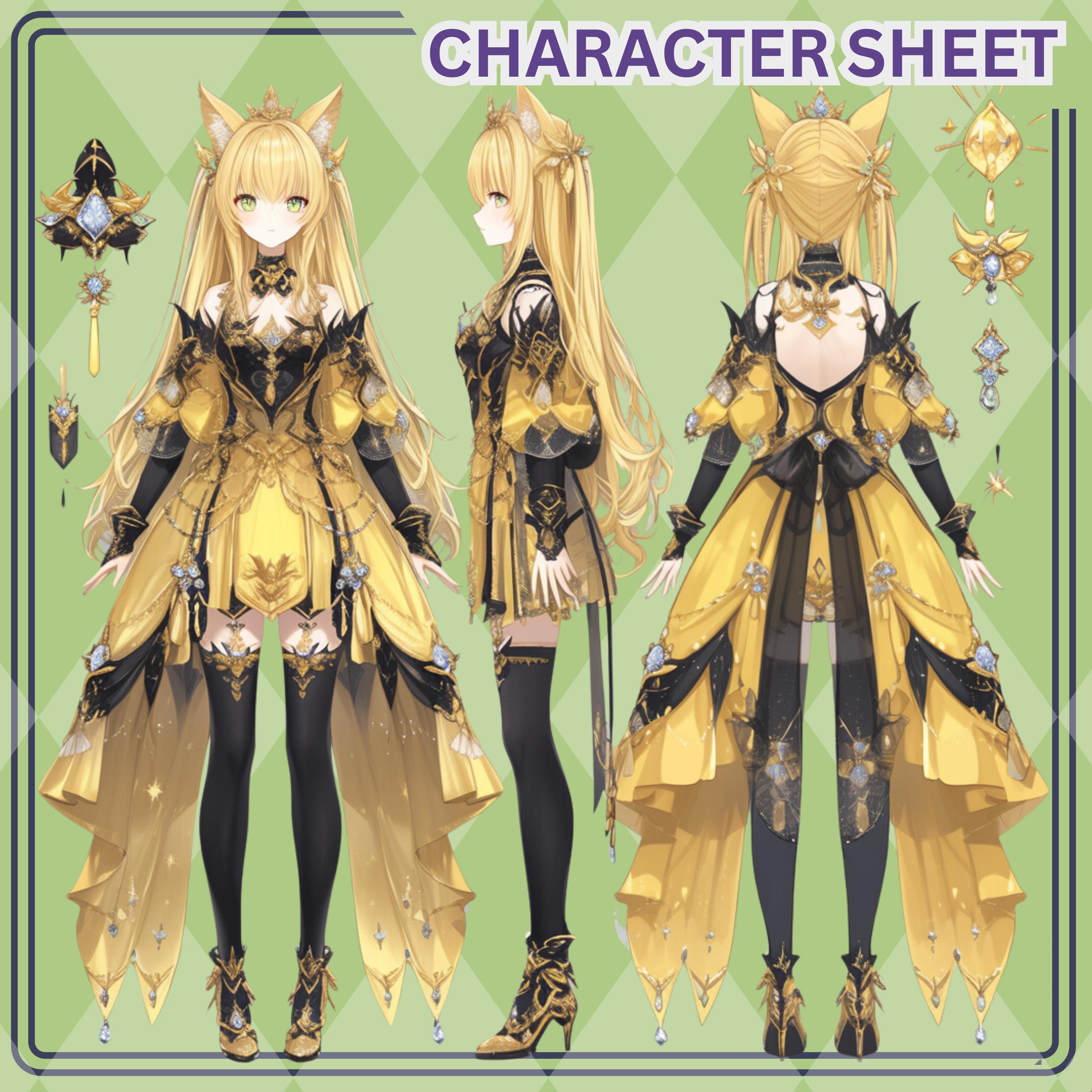 Character Sheet for Your Avatar and Vtuber Model, Reference Character ...