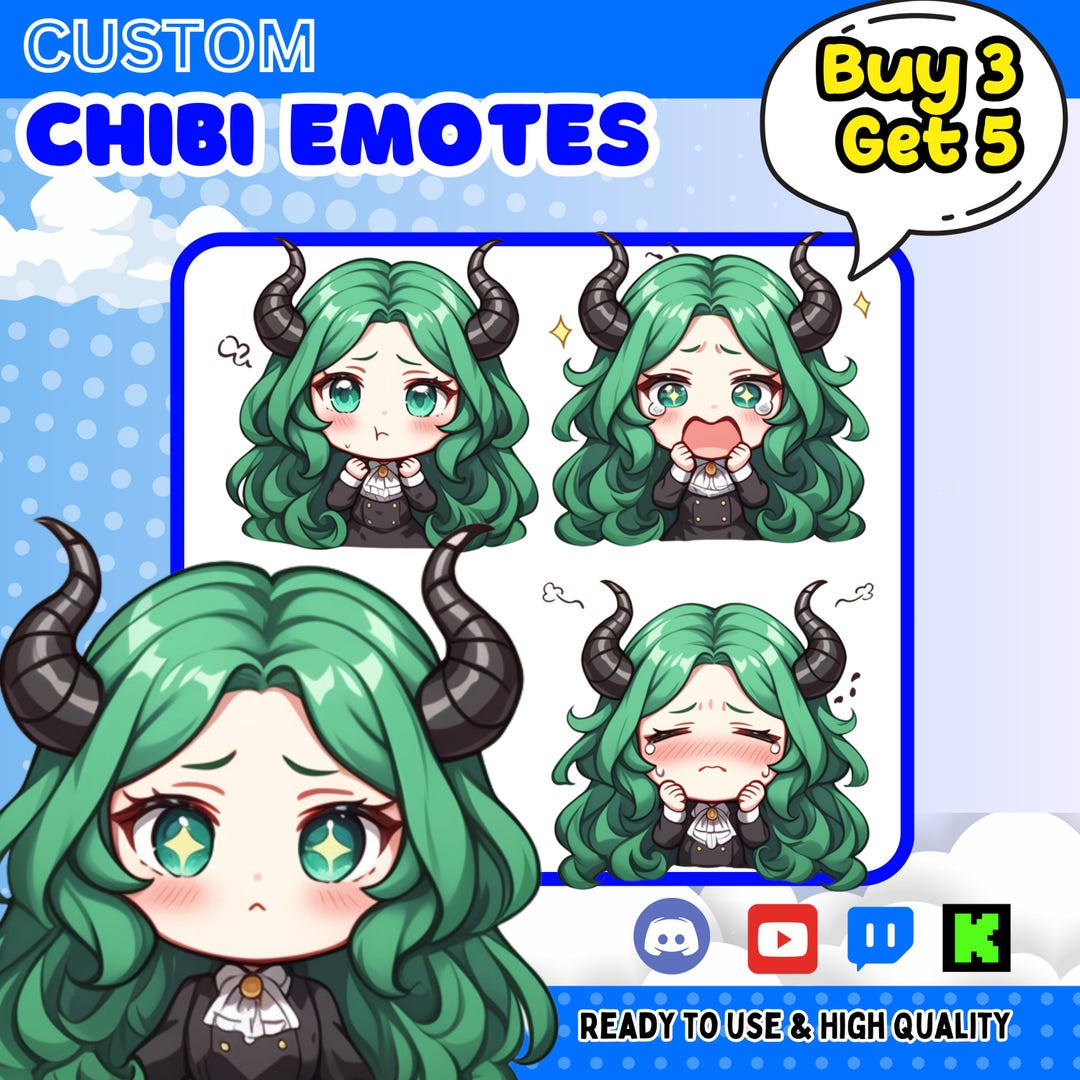 Custom Emotes, Limited Offer, Twitch Emotes for Stream, Discord, Chibi ...
