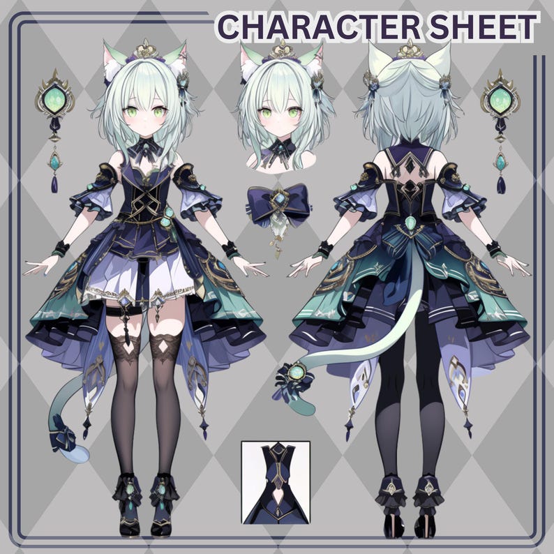 Character Sheet for Your Avatar and Vtuber Model, Reference Character ...