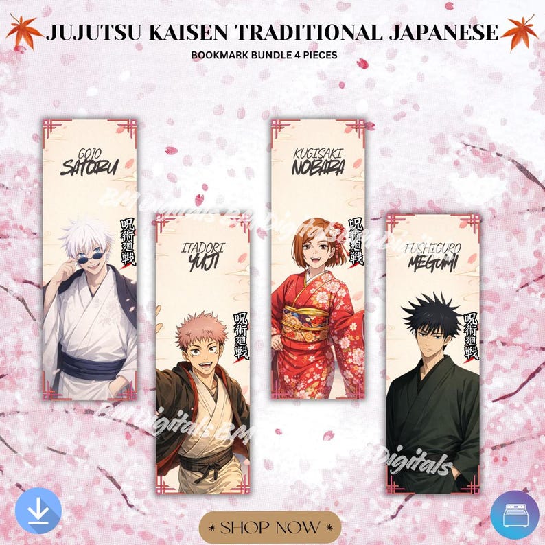 Jujutsu Kaisen Traditional Japanese Bookmarks, Gojo Itadori Nobara ...