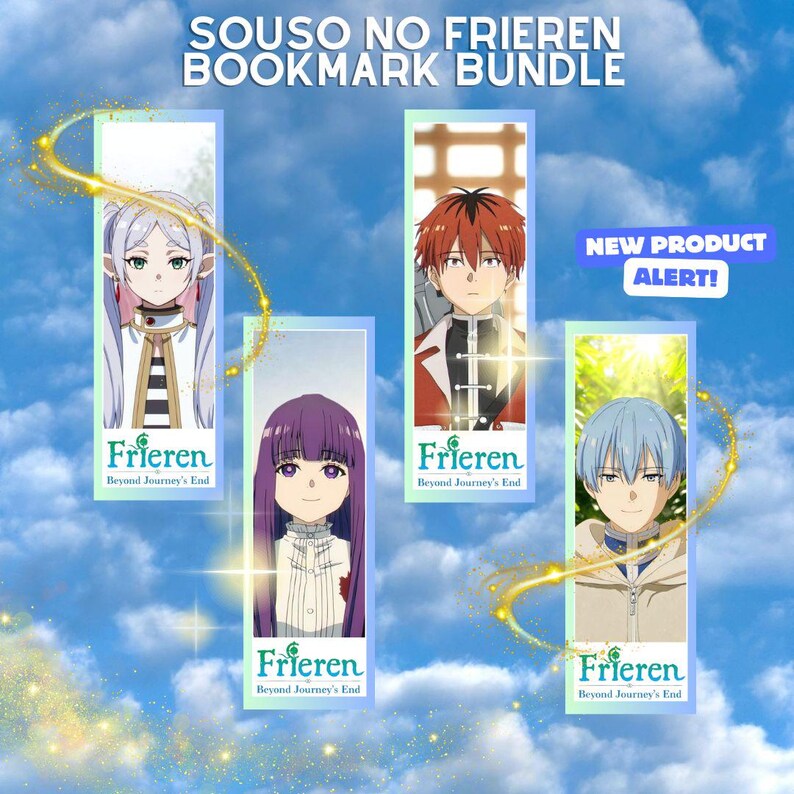 Frieren Anime Bookmarks: Beyond Journey's End, Set of 4 (digital ...