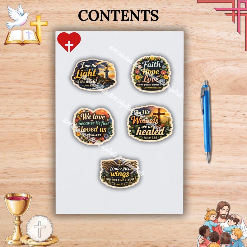 25 Bible Verse Stickers Digital Download, Christian Planner Stickers ...