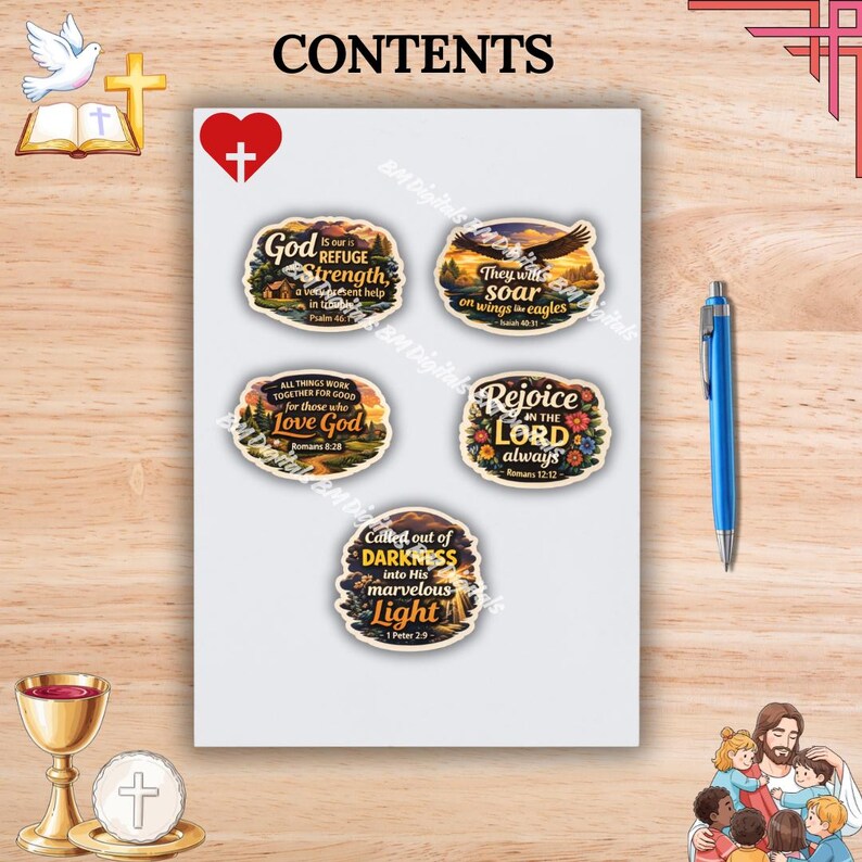 25 Bible Verse Stickers Digital Download, Christian Planner Stickers ...