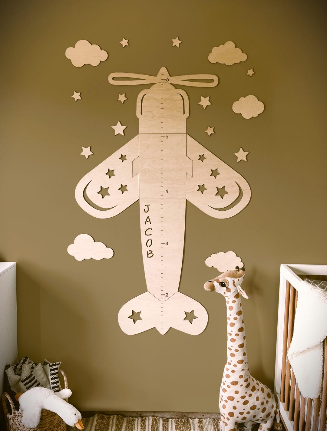 Personalized Feather Growth Chart Ruler: Custom Wooden Kids Nursery ...