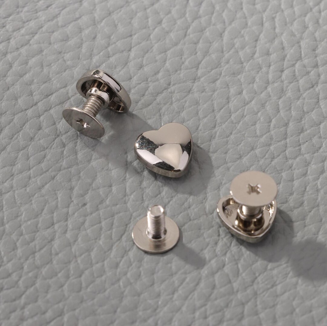 10 Pieces Silver Rivets,heart Rivets, Chicago Screws Purse Rivets ...