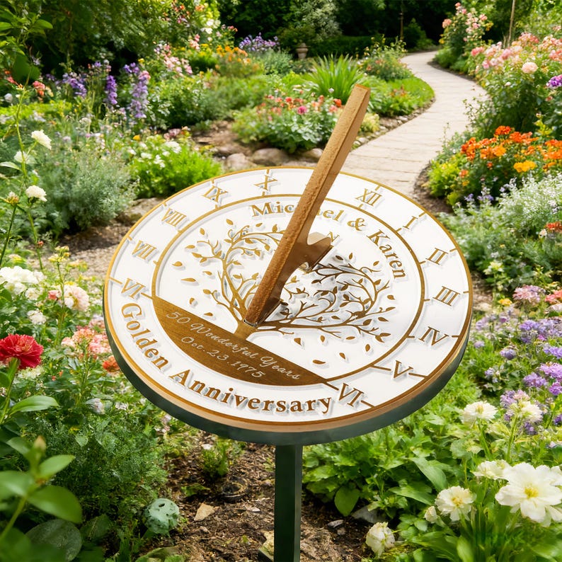 50th Golden Wedding Anniversary Sundial: Personalized Engraved Gift ...