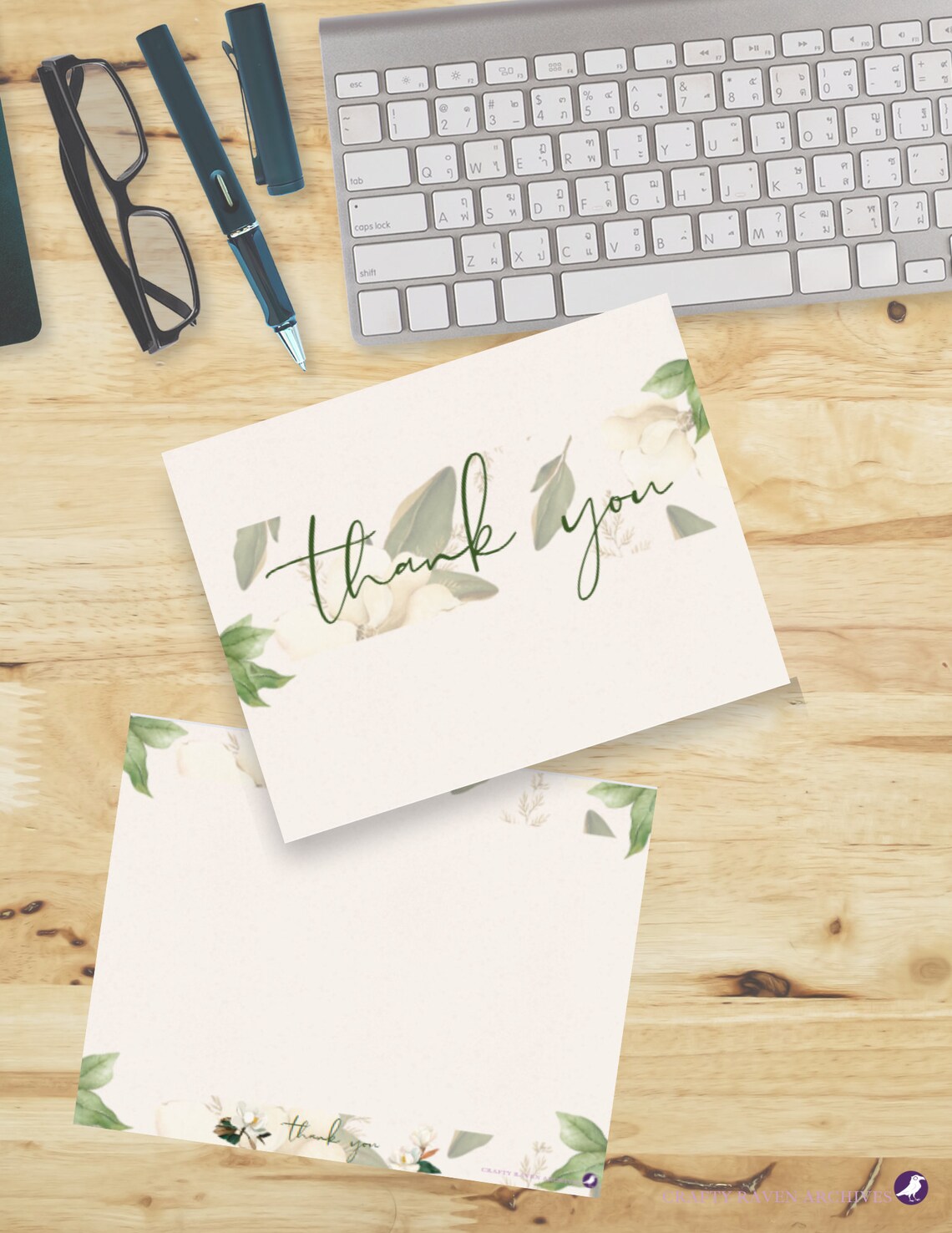 Printable Thank You Card Blank Thank You Card Front & Back Thank You ...