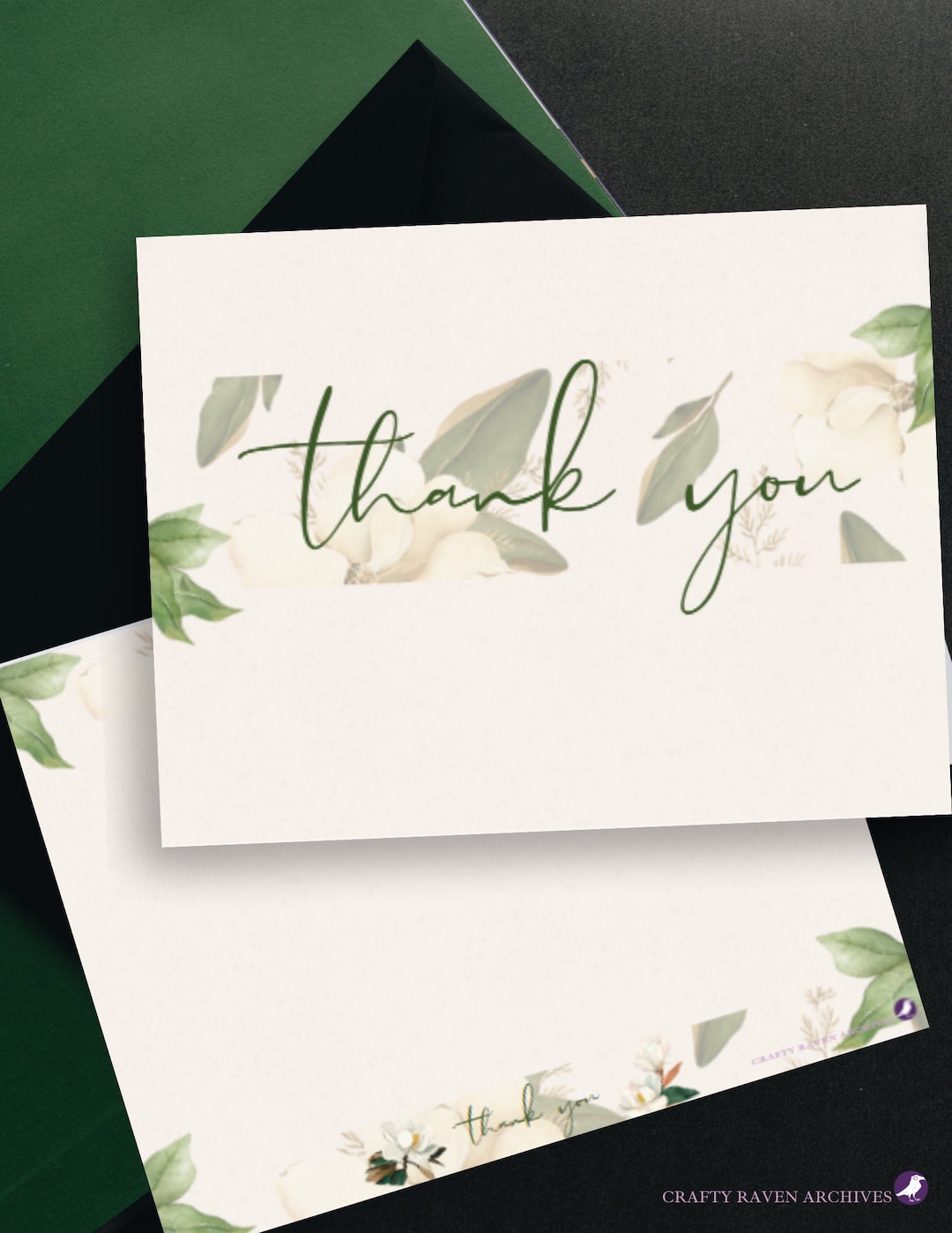 Printable Thank You Card Blank Thank You Card Front & Back Thank You ...