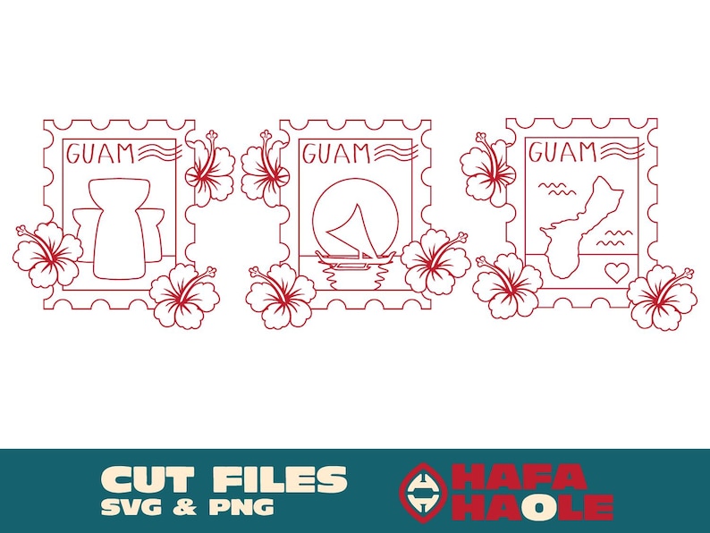 Guam Stamps - SVG, PNG Instant Digital Download - Laser, Vinyl Cutter ...