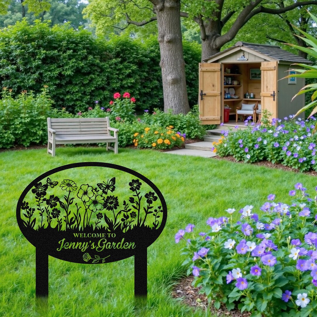 Custom Name Garden Sign for Outdoor Yard Sign, Garden Decor Stakes ...